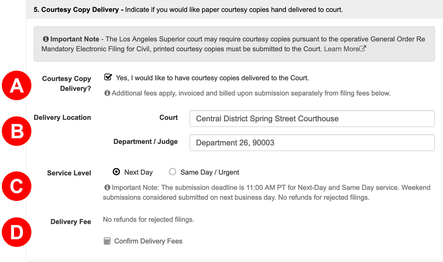 Courtesy Copy Delivery Available for Select California Courts