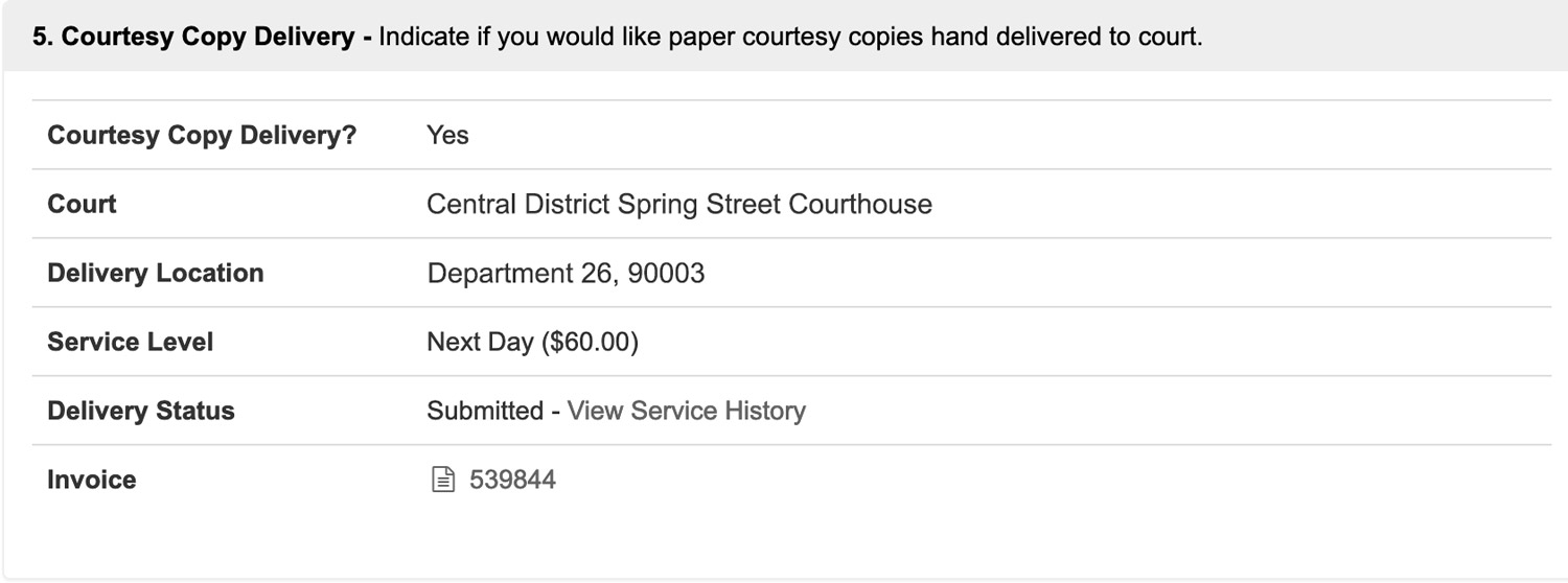 Courtesy Copy Delivery Available for Select California Courts